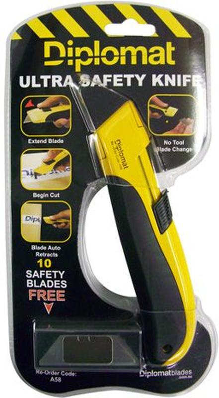 KNIFE DIPLOMAT A58 RETRACTABLE BLADE SPRING LOADED - Safeman Australia