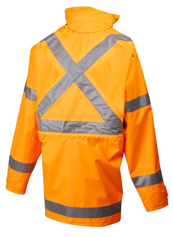 RAIN JACKET MASTER SEAHAWK X HI VIS D/N NSW RAIL TAPED POLYESTER/PU ...