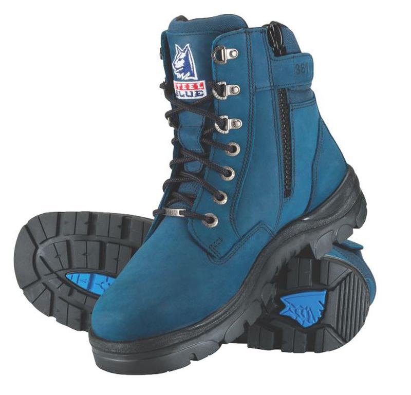 BOOT SAFETY STEEL BLUE SOUTHERN CROSS 312361 ZIP SIDED TPU SOLE ...