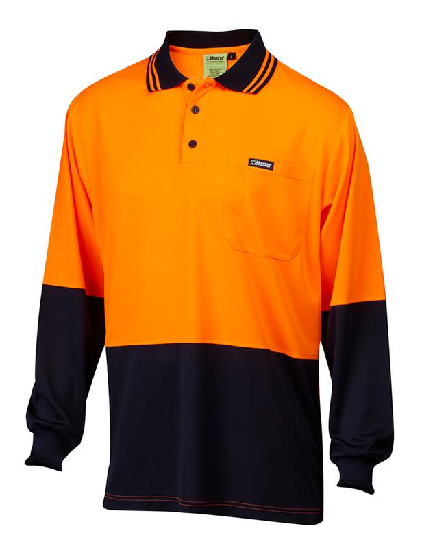 POLO L/SLEEVE MASTER P055 HI VIS D 2 TONE MICROMESH W/POCKET - Safeman ...