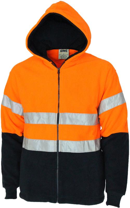 HOODIE DNC 3926 2 TONE HI VIS D/N POLAR FLEECE FULL ZIP - Safeman Australia