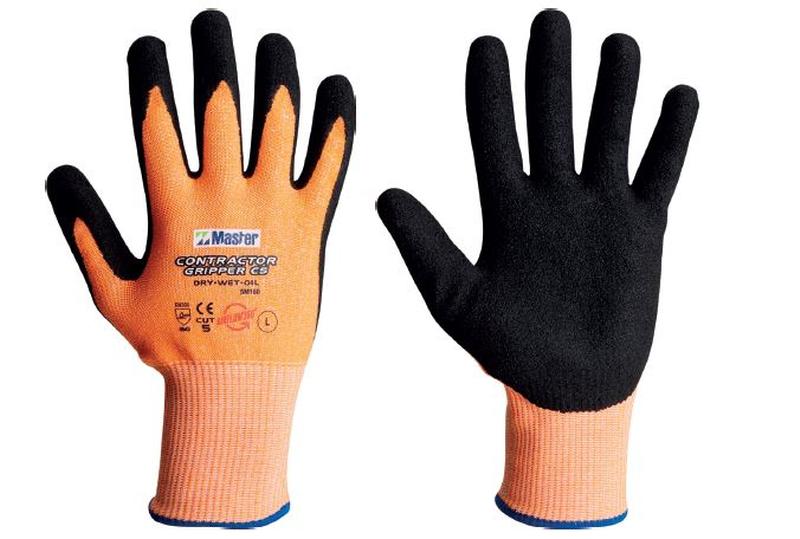 GLOVE SAFETY MASTER 'CONTRACTOR GRIPPER C5' CUT 5 RESIST NITRILE COATED ...